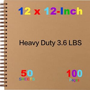 12x12 Large Scrapbook 3.6 LBS Heavy Duty Scrapbook Album | Scrapbook Photo Album | Kraft Hardcover Notebook with 50 Sheet | Use as Photo Album, Baby Book, SketchBook|12x12 Inch 100 Page