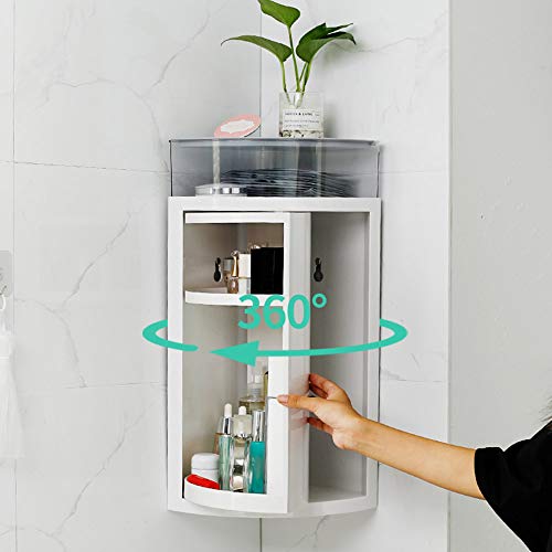 Bathroom Corner Rack, Shower Room Punch-Free Toiletries Storage Rack, Kitchen Triangle Shelf, 360° Rotatable