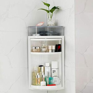 Bathroom Corner Rack, Shower Room Punch-Free Toiletries Storage Rack, Kitchen Triangle Shelf, 360° Rotatable