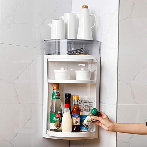 Bathroom Corner Rack, Shower Room Punch-Free Toiletries Storage Rack, Kitchen Triangle Shelf, 360° Rotatable