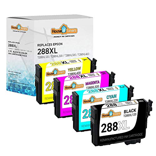 Houseoftoners Remanufactured Ink Cartridge Replacement for Epson 288 XL 288XL for Expression XP-330 XP-340 XP-430 XP-434 XP-440 XP-446 (1B/1C/1M/1Y, 4PK)