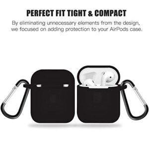 HAndPE Silicone Case Full Protective Cover[Front LED Visible] for Apple Airpods 2 [Compatible with Airpods 1] (Black)