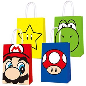 16 pcs party favor bags for super bros mario birthday party supplies, party gift bags for super bros mario party favors decor party decor for super bros mario themed birthday decorations