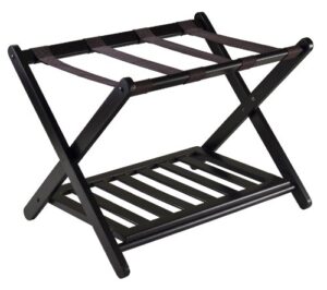 contemporary home living 26.5" espresso unique reese luggage rack with shelf