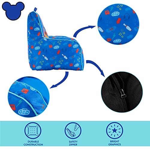 Idea Nuova Disney Mickey Mouse Kids Nylon Bean Bag Chair with Piping & Top Carry Handle, Large