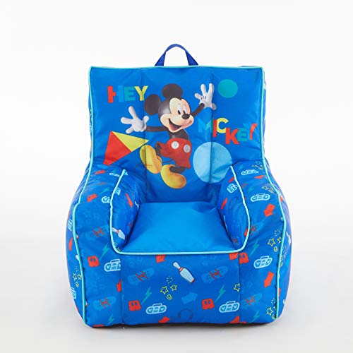 Idea Nuova Disney Mickey Mouse Kids Nylon Bean Bag Chair with Piping & Top Carry Handle, Large