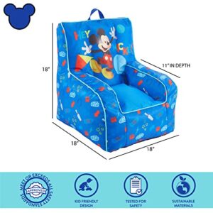 Idea Nuova Disney Mickey Mouse Kids Nylon Bean Bag Chair with Piping & Top Carry Handle, Large