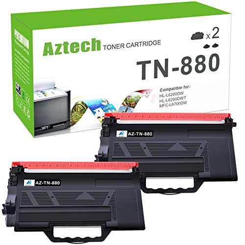 Aztech Compatible TN-880 Toner Cartridge Replacement for Brother TN880 TN 880 MFC-L6900DW HL-L6200DW MFC-L6700DW MFC-L6800DW HL-L6200DWT HL-L6250DW HL-L6300DW HL-L6400DW Printer Ink (Black, 2-Pack)