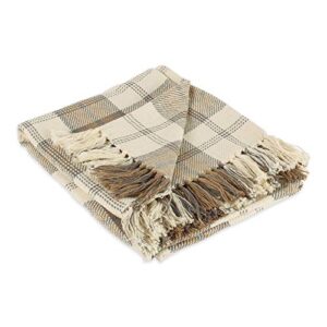 dii farmhouse woven throw, 50x60 with 3" fringe, stone, 1 piece