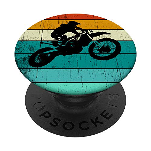 Dirt Bike Rider Motorcycle Retro Boys Teens Men PopSockets PopGrip: Swappable Grip for Phones & Tablets