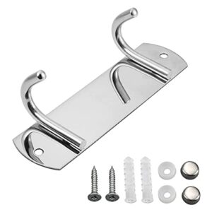 mromax wall mounted 2 hooks towel hat coat clothes wall hook rack rail, silver 1pcs