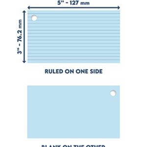 300 ruled index cards with rings (3" x 5") in 6 colors, with storage box. Ideal for students, teachers, note-taking, and language learning. Made in USA.