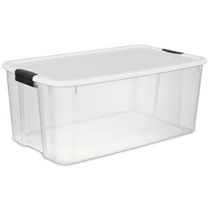 sterilite 116 quart ultra clear plastic storage tote container with latching lid (12 pack)