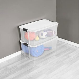 Sterilite 116 Quart Ultra Clear Plastic Storage Tote Container with Latching Lid (12 Pack)