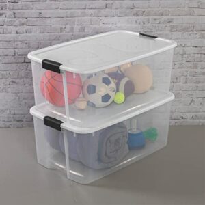 Sterilite 116 Quart Ultra Clear Plastic Storage Tote Container with Latching Lid (12 Pack)