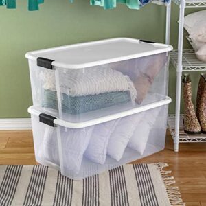 Sterilite 116 Quart Ultra Clear Plastic Storage Tote Container with Latching Lid (12 Pack)