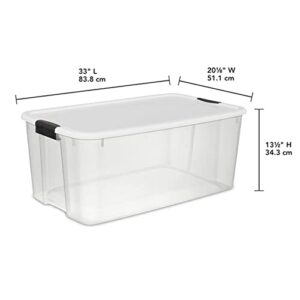 Sterilite 116 Quart Ultra Clear Plastic Storage Tote Container with Latching Lid (12 Pack)