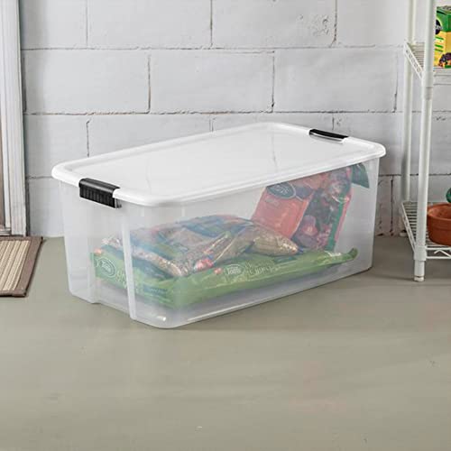 Sterilite 116 Quart Ultra Clear Plastic Storage Tote Container with Latching Lid (12 Pack)