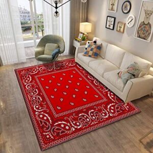 Bandana Red Area Rugs Non-Slip Floor Mat Doormats Home Runner Rug Carpet for Bedroom Indoor Outdoor Kids Play Mat Nursery Throw Rugs Yoga Mat