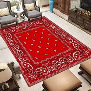 Bandana Red Area Rugs Non-Slip Floor Mat Doormats Home Runner Rug Carpet for Bedroom Indoor Outdoor Kids Play Mat Nursery Throw Rugs Yoga Mat