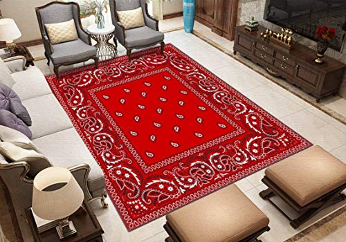 Bandana Red Area Rugs Non-Slip Floor Mat Doormats Home Runner Rug Carpet for Bedroom Indoor Outdoor Kids Play Mat Nursery Throw Rugs Yoga Mat