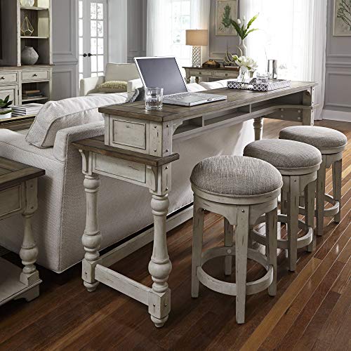 Liberty Furniture INDUSTRIES Morgan Creek 4 Piece Set (1-Console 3-Stools), Antique White