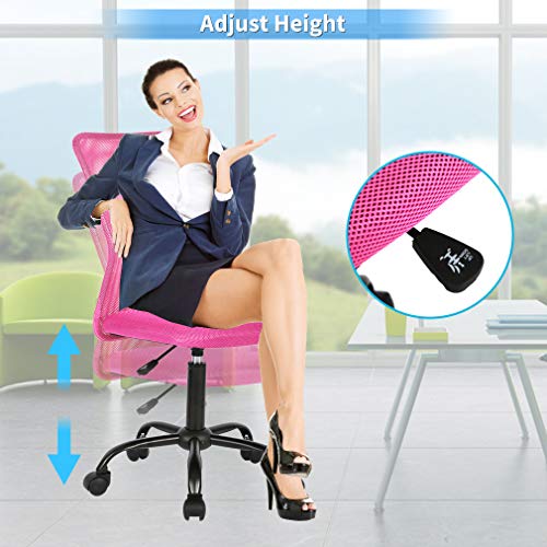 Ergonomic Office Chair Desk Chair Executive Chair with Back Support Mesh Rolling Swivel Computer Gaming Chair Modern Adjustable Height Task Works Office Chair for Women Men, Pink-10set