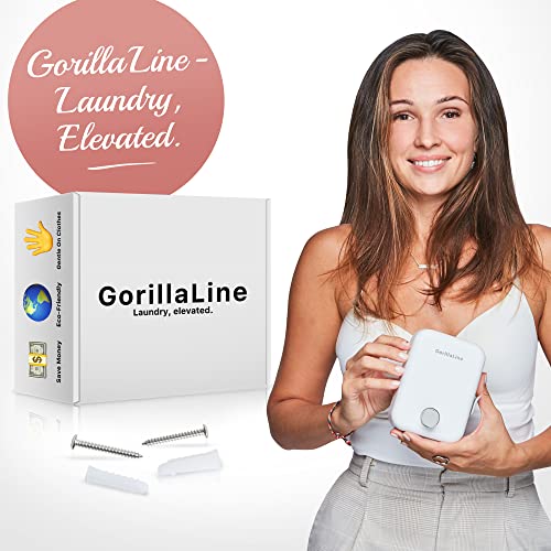 GorillaLine - Retractable Clothesline Indoor Outdoor Clothes Line | Heavy Duty Clothes Drying Laundry Line | Wall Mounted Drying Rack Clothing Line | Retracting Hanging | Lock to Prevent Sagging