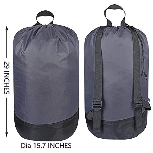 UniLiGis Washable Laundry Bag Backpack, Large Clothes Hamper Bag to Hold 4 Loads of Laundry, 2 Strong Adjustable Shoulder Straps with Drawstring Closure for Travel, Camping or College, Grey