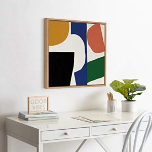 Kate and Laurel Sylvie Collage Abstract Framed Linen Textured Canvas Wall Art by Marcello Velho, 24x24 Natural, Chic Decorative Abstract for Wall