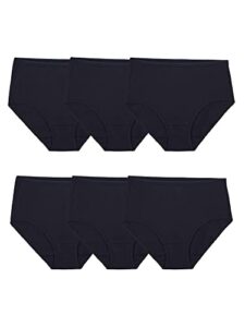 fruit of the loom women's eversoft underwear, tag free & breathable, available in plus size, brief-cotton-6 pack-black, 10