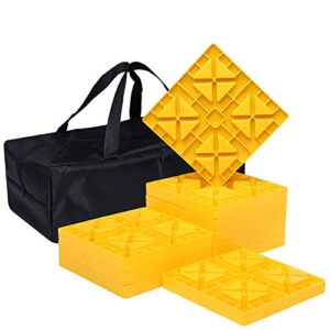 homeon wheels camper leveling blocks, ideal for leveling single and dual wheels, heavy duty rv leveling blocks and chocks anti-slip pads design, camper levelers 10 pack with carrying bag (wh-102)