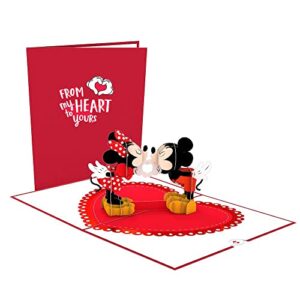 Lovepop Disney's Mickey & Minnie Heart to Heart Pop Up Card, 5x7-3D Greeting Card, Pop Up Card for Mom, Anniversary Card for Wife, Love Card, Thinking of You