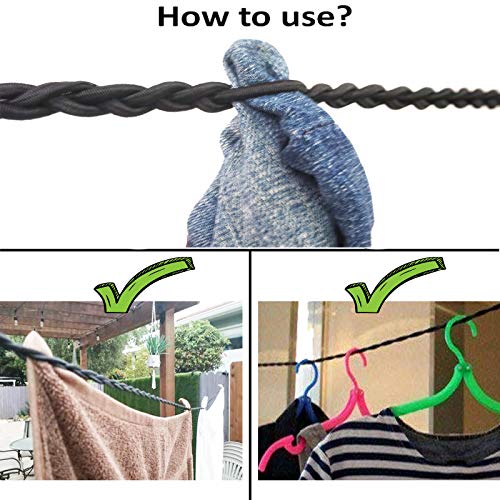 Tri-Braided Cord Travel Clothes Line, Adjustable Bungee Cord Clothesline,Washing Hanging Airer Rope, For Hotel ,Camping / Laundry Room,Indoor / Outdoor Usage,Dry clothes anywhere without using pegs.