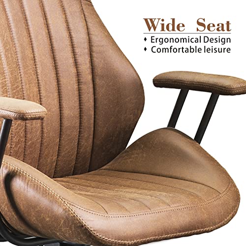 ovios Home Office Desk Chairs Computer Office Chair Modern Ergonomic Desk Chair High Back Suede Fabric Desk Chair for Executive or Home Office (Brown)