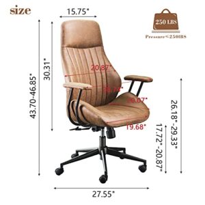 ovios Home Office Desk Chairs Computer Office Chair Modern Ergonomic Desk Chair High Back Suede Fabric Desk Chair for Executive or Home Office (Brown)