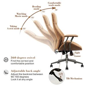 ovios Home Office Desk Chairs Computer Office Chair Modern Ergonomic Desk Chair High Back Suede Fabric Desk Chair for Executive or Home Office (Brown)