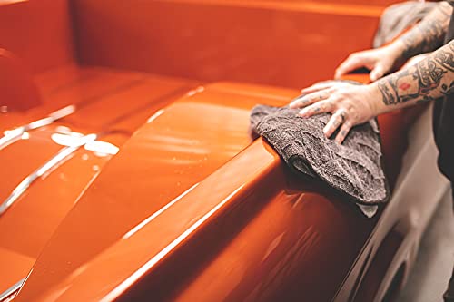 The Rag Company - The Gauntlet Drying Towel - 70/30 Blend Korean Microfiber, Designed to Dry Vehicles Faster, More Thoroughly & More Gently Than Others, 900gsm, 20in x 30in, Ice Grey + Grey