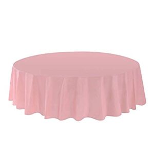 allgala 6-pack premium plastic table cover medium weight disposable tablecloth-6pk round 84"-pink-tc58609