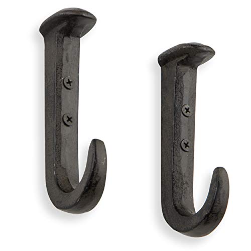 Rustic State Piston Wall Mount Cast Iron Hooks Coat Towel Bag Hat Hanger Multiuse Entryway Railroad Spike Rack Black Set of 2