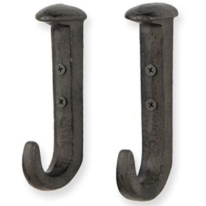 Rustic State Piston Wall Mount Cast Iron Hooks Coat Towel Bag Hat Hanger Multiuse Entryway Railroad Spike Rack Black Set of 2