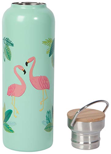 Now Designs Stainless Steel Water Bottle with Bamboo Lid, Mermaids - 18 oz Capacity