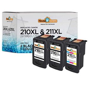 hot remanufactured ink cartridge replacement for canon pg-210xl cl-211xl 210 xl 211 xl for pixma ip2702 mp250 mp490 mp495 mx320 mx330 mx340 mx350 mx410 printers (2 black 1 color, 3pk)