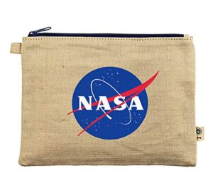 ink trendz® nasa meatball logo zipper hemp pouch pencil, tool bag cosmetic bag (nasa meatball logo)