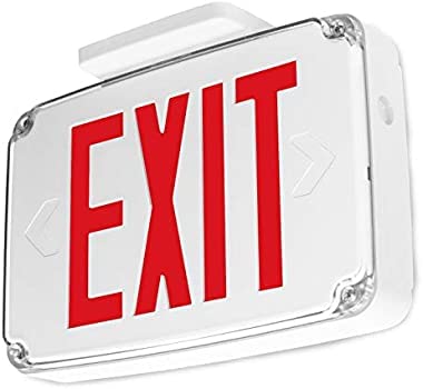 LED ENERGY PLUS Wet Location Red Exterior Weatherproof Outdoor LED Exit Sign with 90 Minutes Battery Backup AC 120V/277V UL Listed