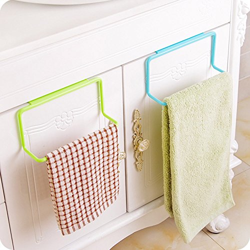 BCDlily Towel Rack Hanging Holder Bathroom Towels Organizer Kitchen Dish Cloths Hand Towel Bar Cabinet Cupboard Hanger (White)