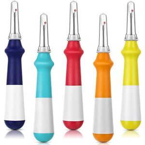 mudder 5 pieces colorful seam ripper large stitch ripper sewing tool ergonomic thread remover tool with handy handles for sewing crafting embroidery, 5 colors