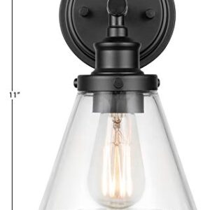 Globe Electric 44633 Parker 1-Light Outdoor Indoor Wall Sconce, Matte Black, Clear Glass Shade