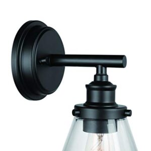 Globe Electric 44633 Parker 1-Light Outdoor Indoor Wall Sconce, Matte Black, Clear Glass Shade