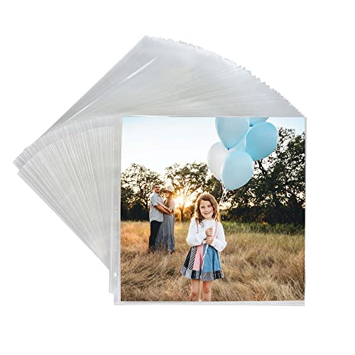 Samsill Scrapbook Refill Pages 12x12 Inches, 100 Pack, Super Heavyweight, Clear, Fits 3 Ring Scrapbook Binders and 12x12 Photo Album Refill Pages, Archival Safe, Top Loading, Acid Free, PVC Free